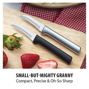 Rada Cutlery Curved Paring Knife Stainless Steel Blade With Aluminum Made in USA, 6-1/8 Inch, Silver handle