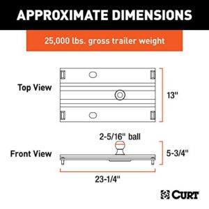 CURT 16055 Bent Plate 5th Wheel to Gooseneck Adapter Hitch, Fits Industry-Standard Rails, 25,000 lbs, 2-5/16-Inch Ball