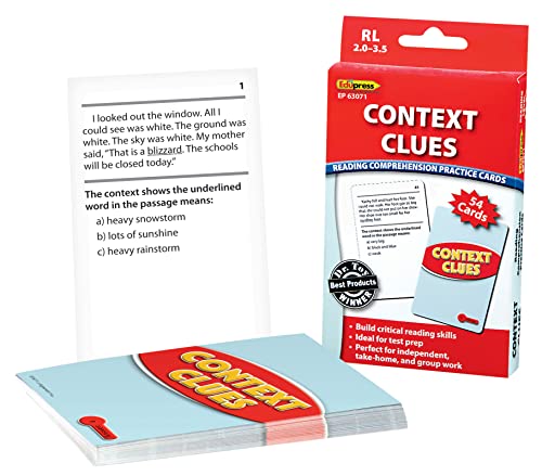 Edupress Reading Comprehension Practice Cards, Context Clues, Red Level (EP63071)