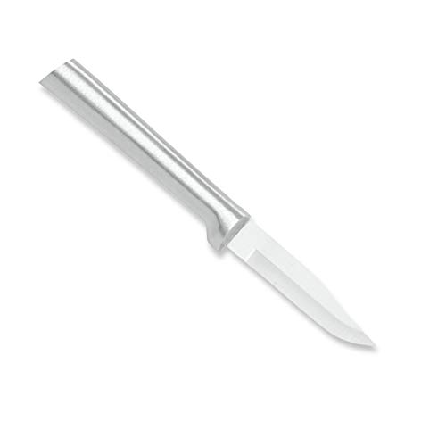 Rada Cutlery Small Peeling Paring Knife Stainless Steel Blade With Brushed Aluminum Made in the USA, 6-1/8 Inches, Silver Handle