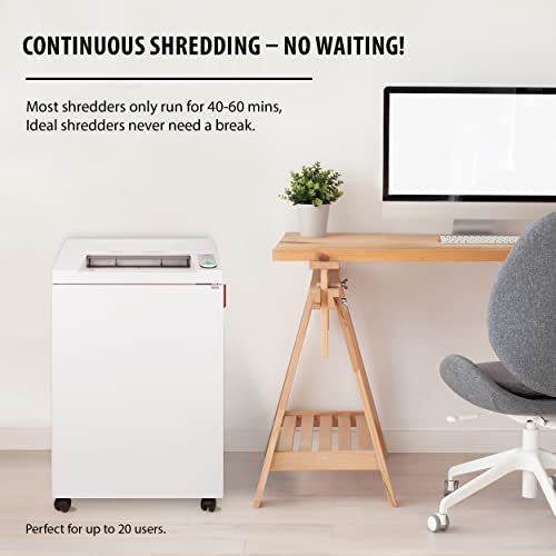 ideal. 4002 Strip Cut Centralized Office Paper Shredder, Continuous Operation, Shreds 32-35 Sheet Capacity, 44 Gallon Bin, Shred Staples/Paper Clips/Credit Cards/CDs/DVDs, 1 3/4 HP Motor, P-2 Security