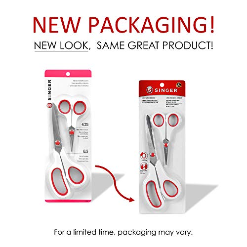 SINGER 3404 Scissors, 1-Pack, Red & White