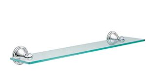 moen dn8490ch preston collection 19.5-inch wide x 4-inch deep decorative glass bathroom vanity shelf, chrome