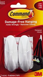 command 602159 medium designer hooks white 2 hooks (17081es)