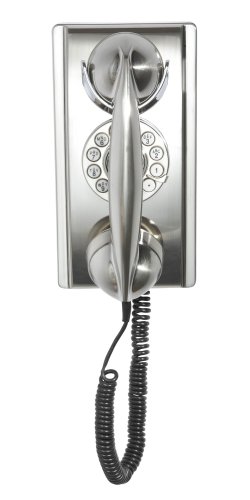 Crosley CR55-BC Wall Phone with Push Button Technology, Chrome