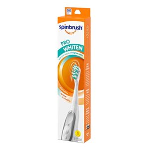 Spinbrush PRO WHITEN Battery Powered Toothbrush, Soft Bristles, 1 Count, Rose Gold or Silver (Colors May Vary)