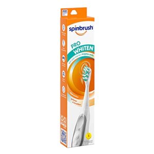 Spinbrush PRO WHITEN Battery Powered Toothbrush, Soft Bristles, 1 Count, Rose Gold or Silver (Colors May Vary)