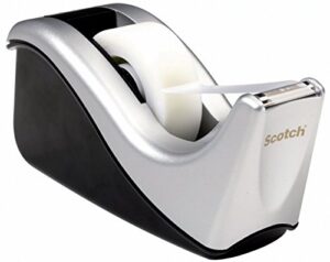 scotch desktop tape dispenser, silvertech two-tone (c60-st)