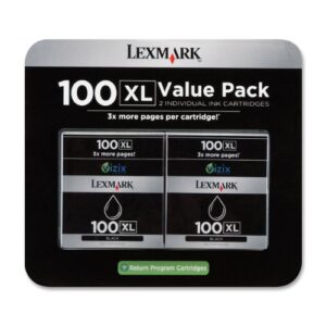 lexmark 100xl black high yield return prog ink cartridge twin pack