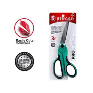 SINGER 00561 8-1/2-Inch ProSeries Heavy Duty Bent Sewing Scissors,Teal