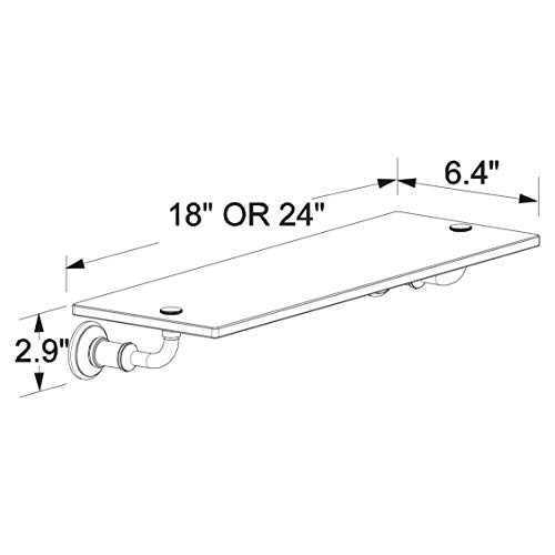 Ginger 4534T-18/PN Columnar 18" Tempered Glass Bathroom Toiletry Shelf, Polished Nickel