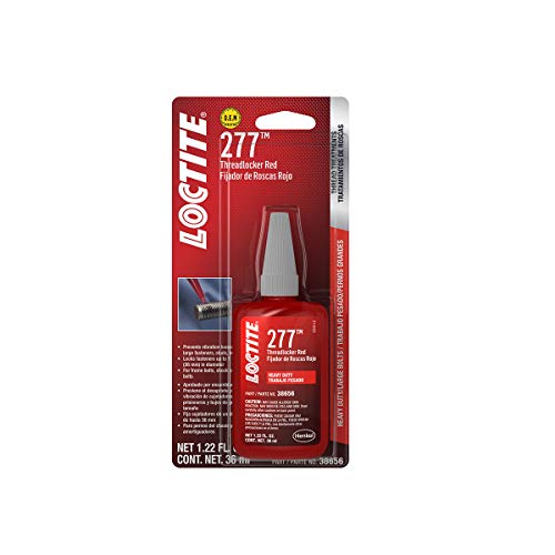 Loctite 277 Threadlocker for Automotive: High-Strength, High-Temp, Fluorescent, Anaerobic | Red, 36mL Bottle (PN: 38656-555353)