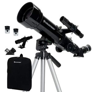 celestron – 70mm travel scope – portable refractor telescope – fully-coated glass optics – ideal telescope for beginners – bonus astronomy software package