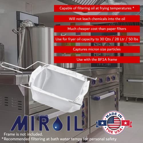 Miroil | RB5FS Fryer Filter Bag Only | MirOil EZ Flow Filter Bag | Part 12751| Use to Filter Fry Oil | Suitable for 40 lb or 50 Qt Polishing Oil | Durable, Easy to Clean with Hot Water | No Frame inc