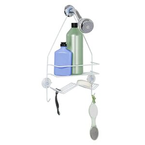 zenna home zenna homeover the shower 2 shelveswhite over-the-showerhead caddy, 2 shelves, white