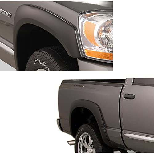 Bushwacker OE Style Factory Front & Rear Fender Flares | 4-Piece Set, Black, Smooth Finish | 50909-02 | Fits 2002-2008 Dodge Ram 1500; 2003-2009 Ram 2500, 3500 w/ 8.2' Bed