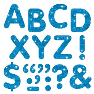 trend enterprises, inc. blue sparkle 2″ stick-eze sparkle letters