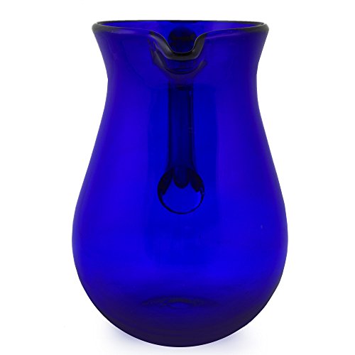 NOVICA Large Blue Hand Blown Glass Pitcher For Water, Margaritas, Lemonade, 82 Oz, 'Cobalt Charm'