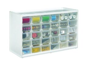 artbin 6830pc store-in-drawer cabinets – wall mountable storage cabinet with 30 drawers, art & craft organizer, clear/white