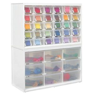 ArtBin 6830PC Store-In-Drawer Cabinets - Wall Mountable Storage Cabinet with 30 Drawers, Art & Craft Organizer, Clear/White