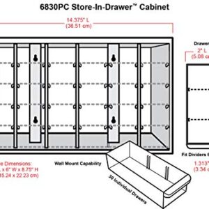 ArtBin 6830PC Store-In-Drawer Cabinets - Wall Mountable Storage Cabinet with 30 Drawers, Art & Craft Organizer, Clear/White