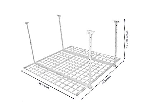 HyLoft 00540 45-Inch by 45-Inch Overhead Storage System, Ceiling Mount Garage Organization Rack, White