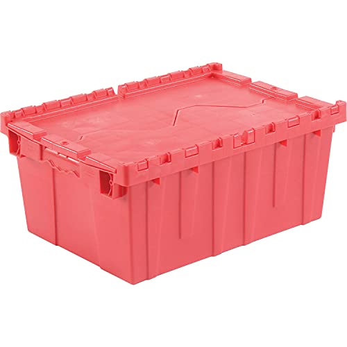 Global Industrial Distribution Container With Hinged Lid, 21.9x15.3x9.7, Red