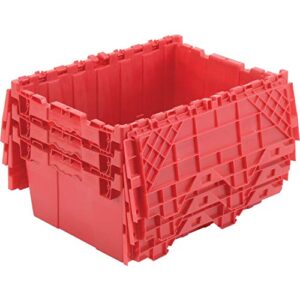 Global Industrial Distribution Container With Hinged Lid, 21.9x15.3x9.7, Red