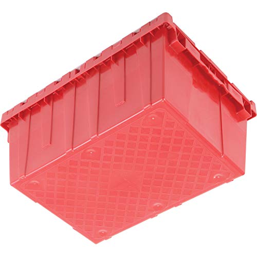 Global Industrial Distribution Container With Hinged Lid, 21.9x15.3x9.7, Red