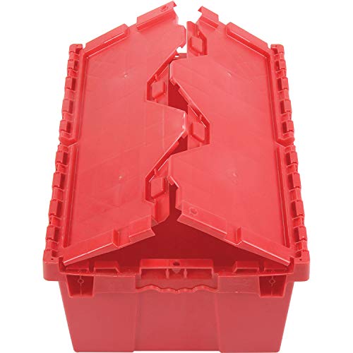 Global Industrial Distribution Container With Hinged Lid, 21.9x15.3x9.7, Red