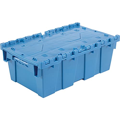 Global Industrial Distribution Container With Hinged Lid, 19-5/8x11-7/8x7, Blue