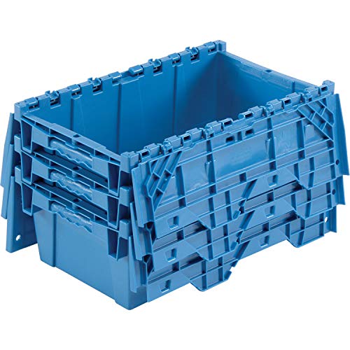 Global Industrial Distribution Container With Hinged Lid, 19-5/8x11-7/8x7, Blue