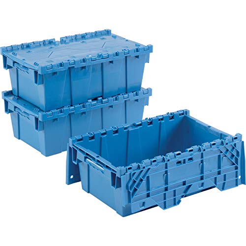 Global Industrial Distribution Container With Hinged Lid, 19-5/8x11-7/8x7, Blue