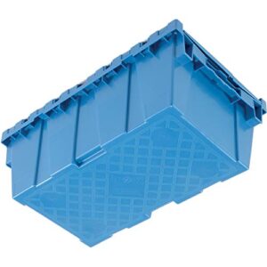 Global Industrial Distribution Container With Hinged Lid, 19-5/8x11-7/8x7, Blue