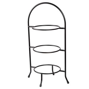 creative home iron works 3-tier metal dessert plate rack party food server, 18-1/2″ h, black