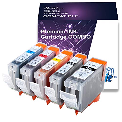 5 Packs PGI-5BK CLI-8 compatible Ink Cartriges with CHIPs