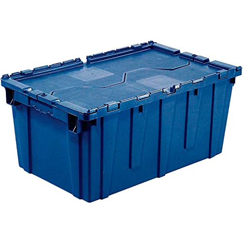 Monoflo Global Industrial Plastic Distribution Container With Hinged Lid, 21-7/8x15-1/4x12-7/8, Blue