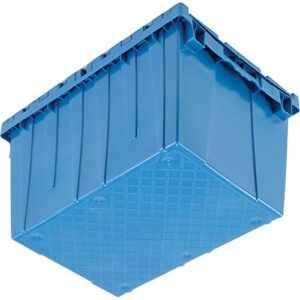 Monoflo Global Industrial Plastic Distribution Container With Hinged Lid, 21-7/8x15-1/4x12-7/8, Blue