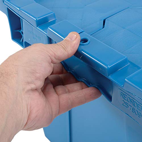 Monoflo Global Industrial Plastic Distribution Container With Hinged Lid, 21-7/8x15-1/4x12-7/8, Blue