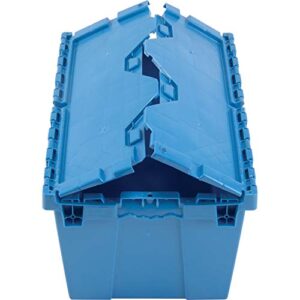 Monoflo Global Industrial Plastic Distribution Container With Hinged Lid, 21-7/8x15-1/4x12-7/8, Blue