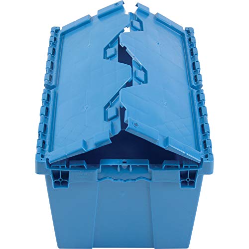 Monoflo Global Industrial Plastic Distribution Container With Hinged Lid, 21-7/8x15-1/4x12-7/8, Blue