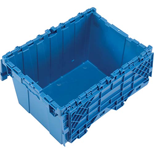 Monoflo Global Industrial Plastic Distribution Container With Hinged Lid, 21-7/8x15-1/4x12-7/8, Blue