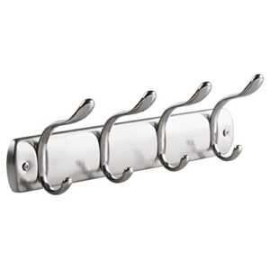 iDesign Bruschia Steel Wall Mount 8-Hook Storage Rack - 13" x 2.9" x 3.66", Brushed/Polished