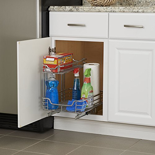 Household Essentials C26512-1 Glidez Under Sink Sliding Organizer | Pull Out Cabinet Shelf | Chrome | 12.5 Inches Wide