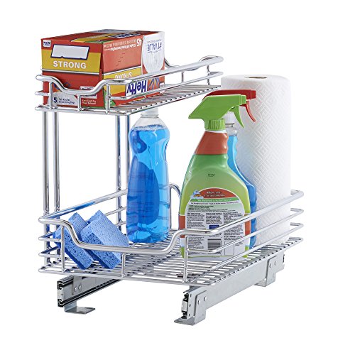 Household Essentials C26512-1 Glidez Under Sink Sliding Organizer | Pull Out Cabinet Shelf | Chrome | 12.5 Inches Wide