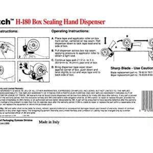 Scotch - 21200190087 H180 Industrial Packing Tape Dispenser for 2" Tape – Lightweight and Portable for Commercial Packaging, Shipping, Moving, Carton and Box Sealing, Gray (19008)