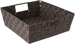 whitmor espresso woven strap shelf storage tote basket