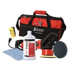 shurhold 3101 dual action random orbital car boat buffer polisher starter kit with 16oz pro polish wax & sealant, 6.5” foam pad, microfiber towel, and carrying bag , red