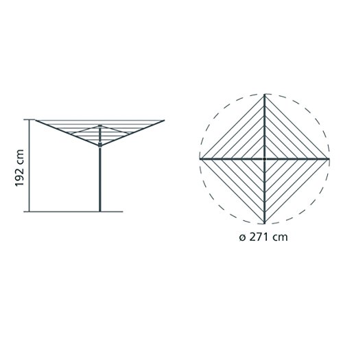 Brabantia Topspinner Rotary Dryer Clothesline with Ground Spike, 131 Feet, Silver