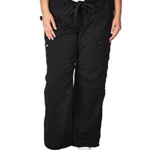 KOI Women's Lindsey Ultra Comfortable Cargo Style Scrub Pants Sizes, Black, Medium/Tall